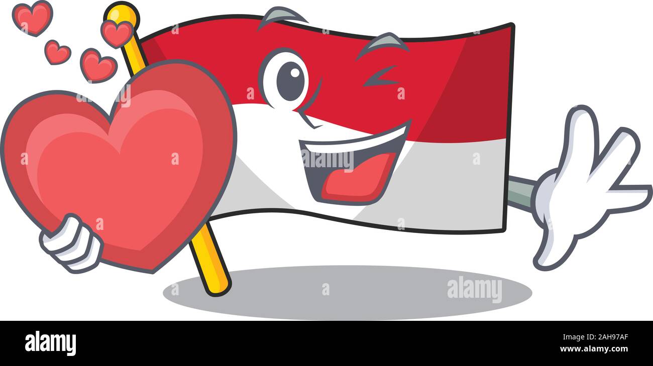 Funny Face flag monaco Scroll cartoon character With heart Stock Vector ...