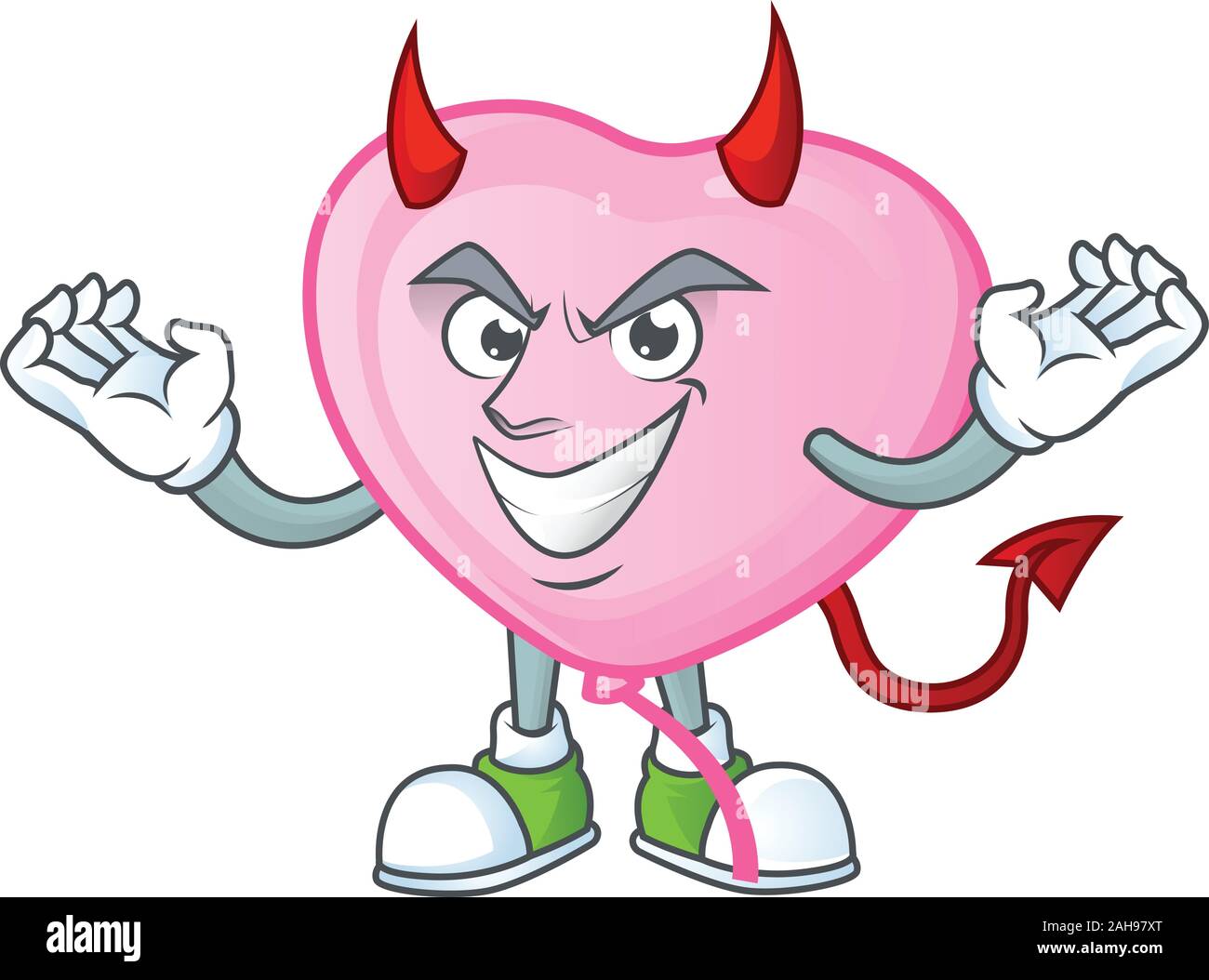 Picture of pink love balloon as a Devil cartoon mascot Stock Vector ...