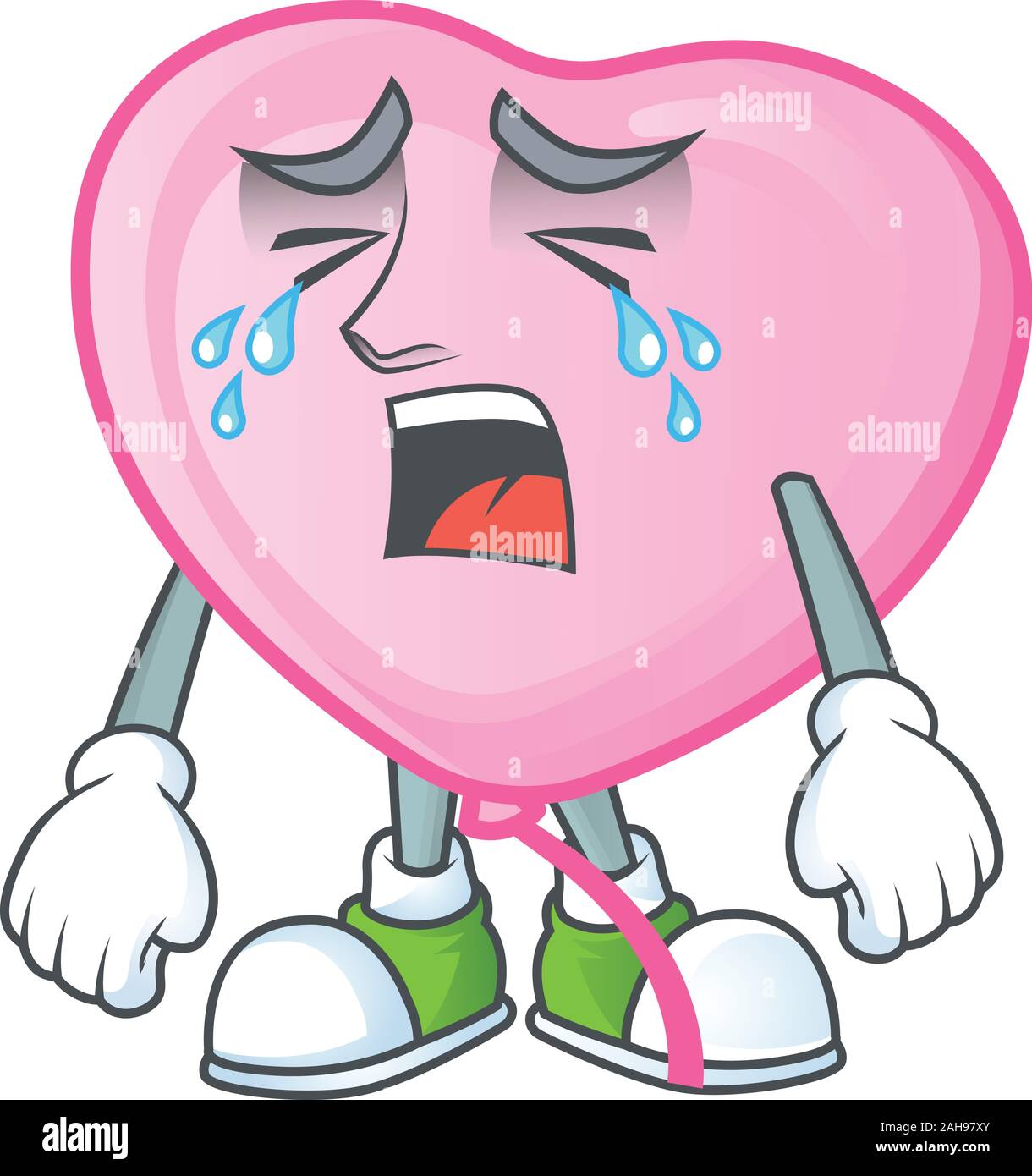 Sad Crying gesture pink love balloon cartoon character style Stock ...