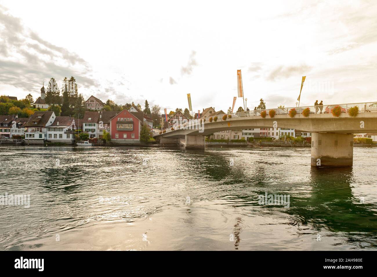 Pedestrian bridge connecting two lake hi-res stock photography and ...