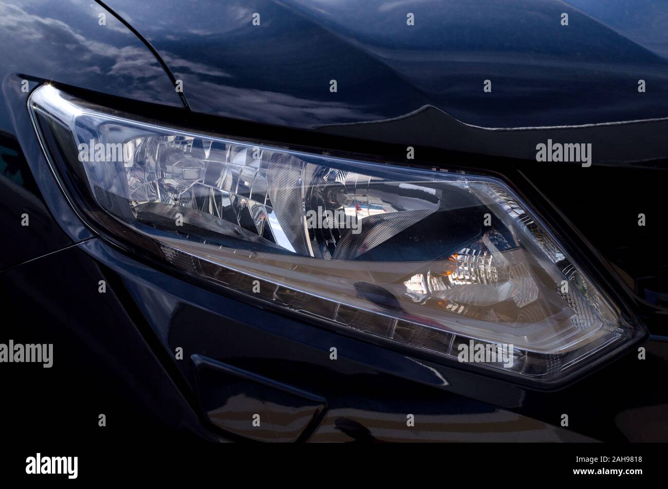 Car headlight close-up. Car headlight for driving in the dark Stock ...