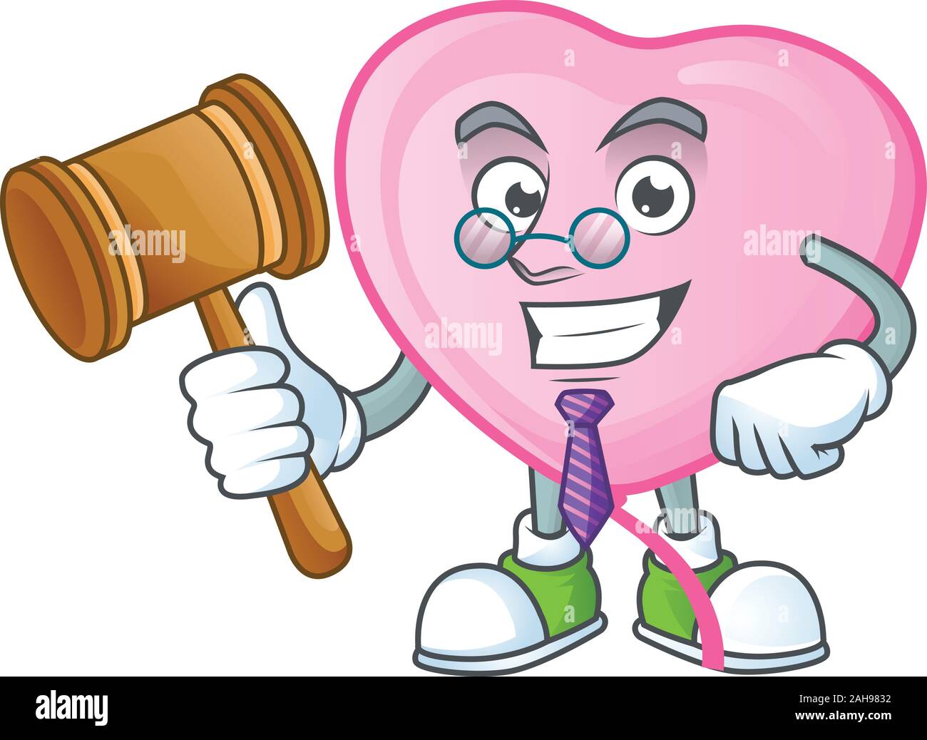 A professional judge pink love balloon presented in cartoon character ...