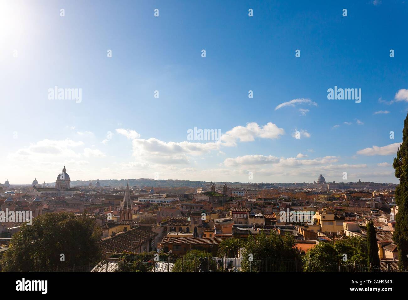 Rome aerial view during sunny day, Roma. Italian landscape Stock Photo ...