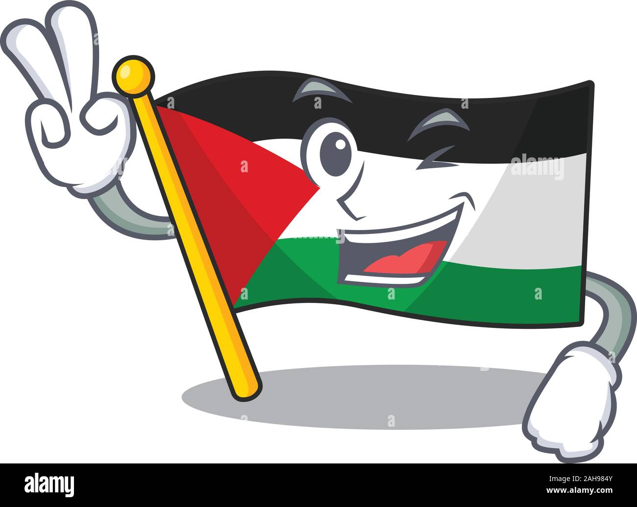 Funny flag palestine Scroll cartoon Character with two fingers Stock ...
