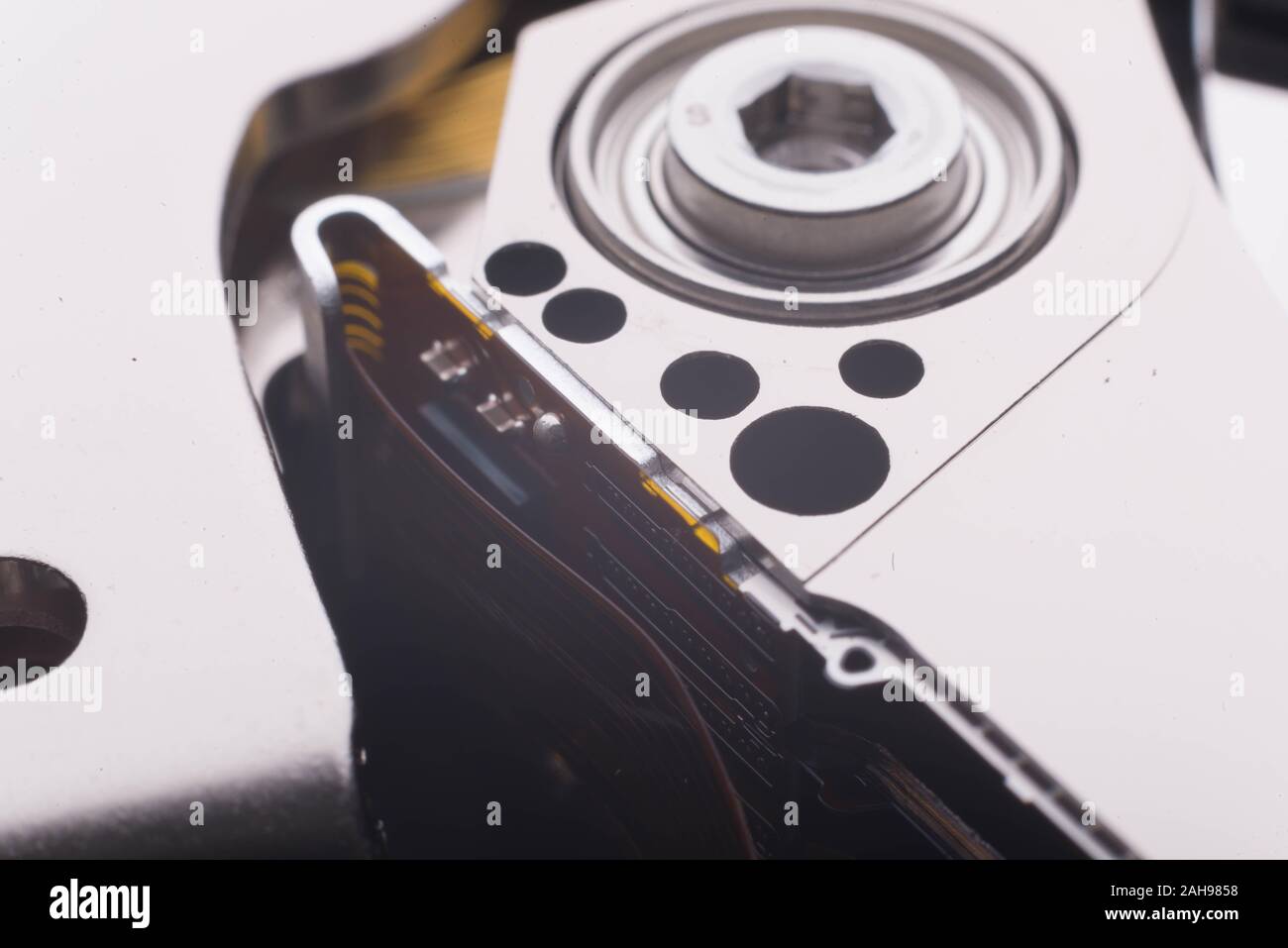 Internal element of the hard disk for reading information. The inner ...