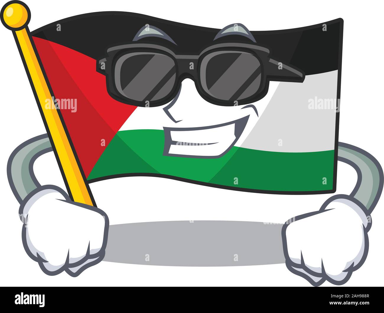 Super cool flag palestine Scroll character with black glasses Stock ...