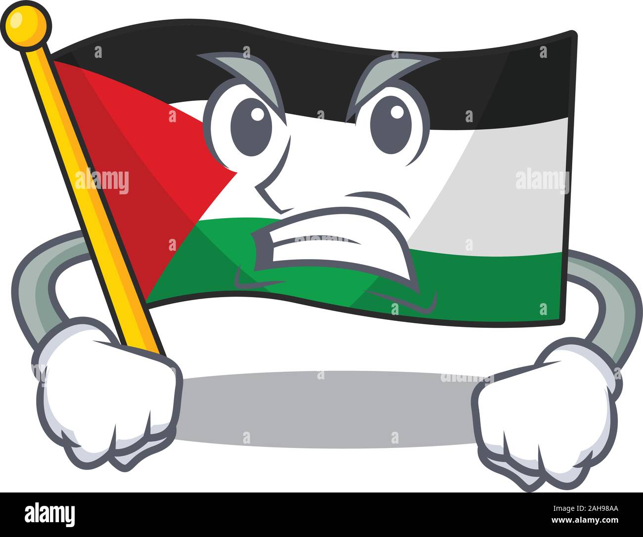 angry face Flag palestine Scroll cartoon character design Stock Vector ...