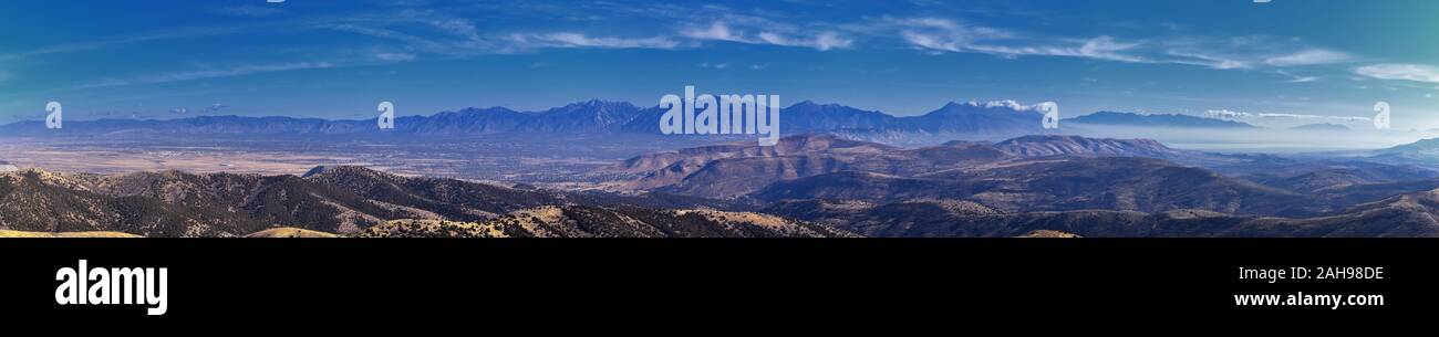Views of Wasatch Front Rocky Mountains from the Oquirrh Mountains with ...