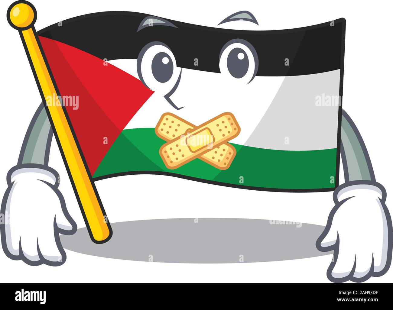 Flag palestine Scroll mascot cartoon character design on silent gesture ...