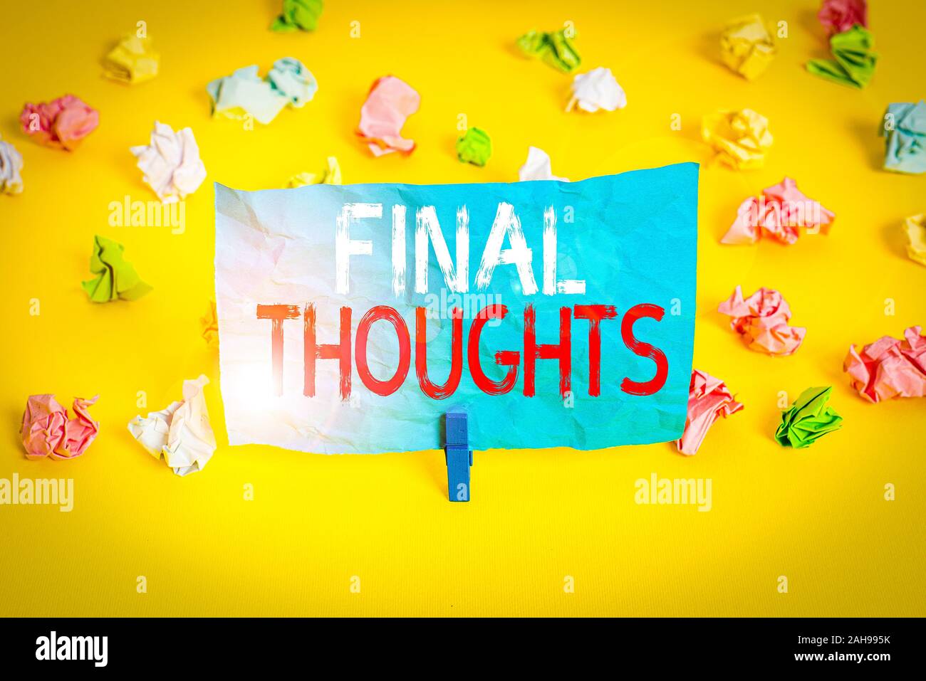 Conceptual hand writing showing Final Thoughts. Concept meaning the ...