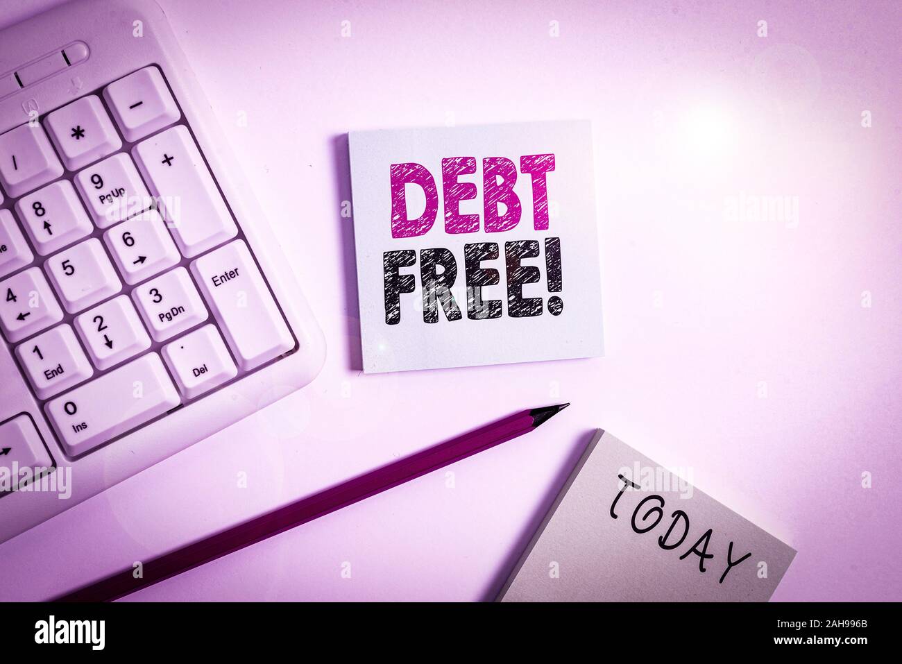 Text sign showing Debt Free. Business photo showcasing does not owning ...