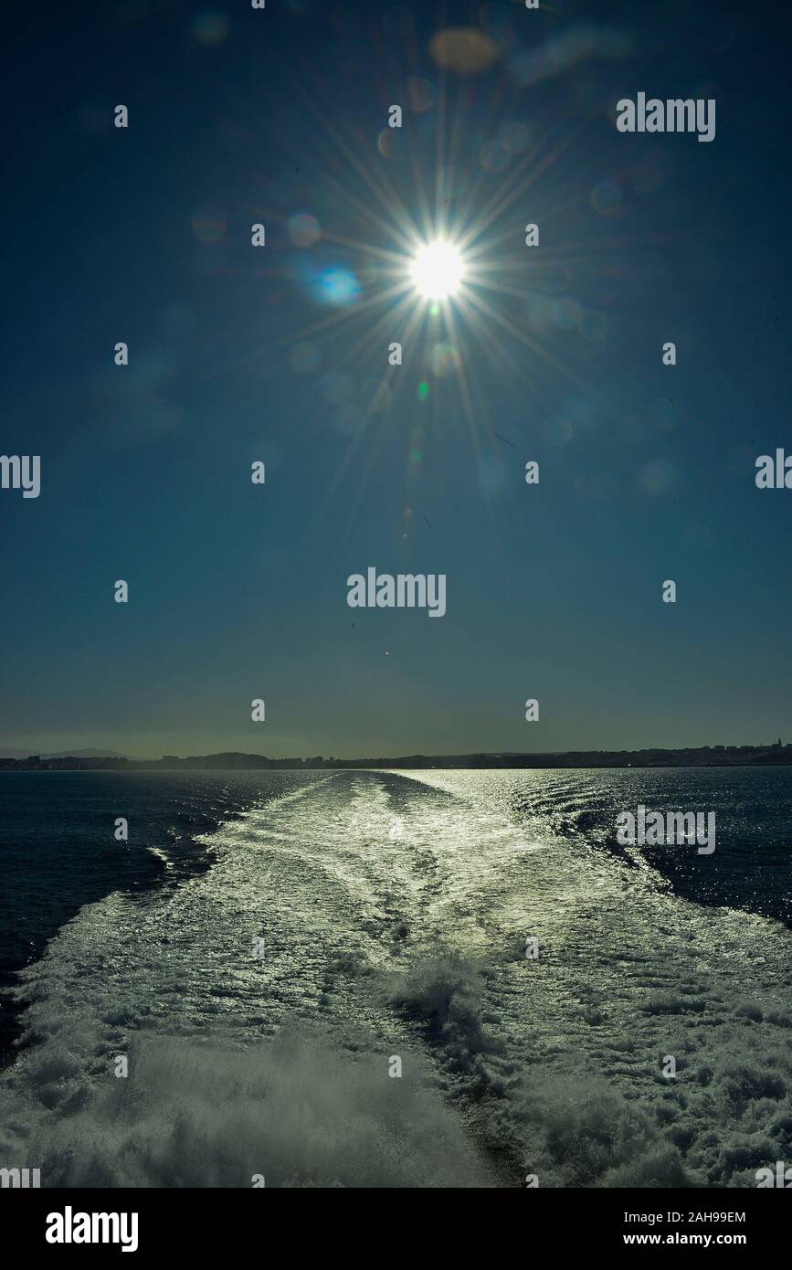 A sun and the sea while sailing the boat Stock Photo - Alamy