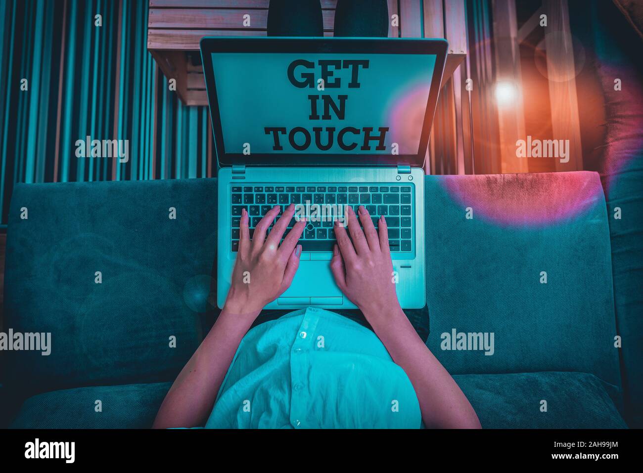 Writing note showing Get In Touch. Business concept for Stay in contact ...