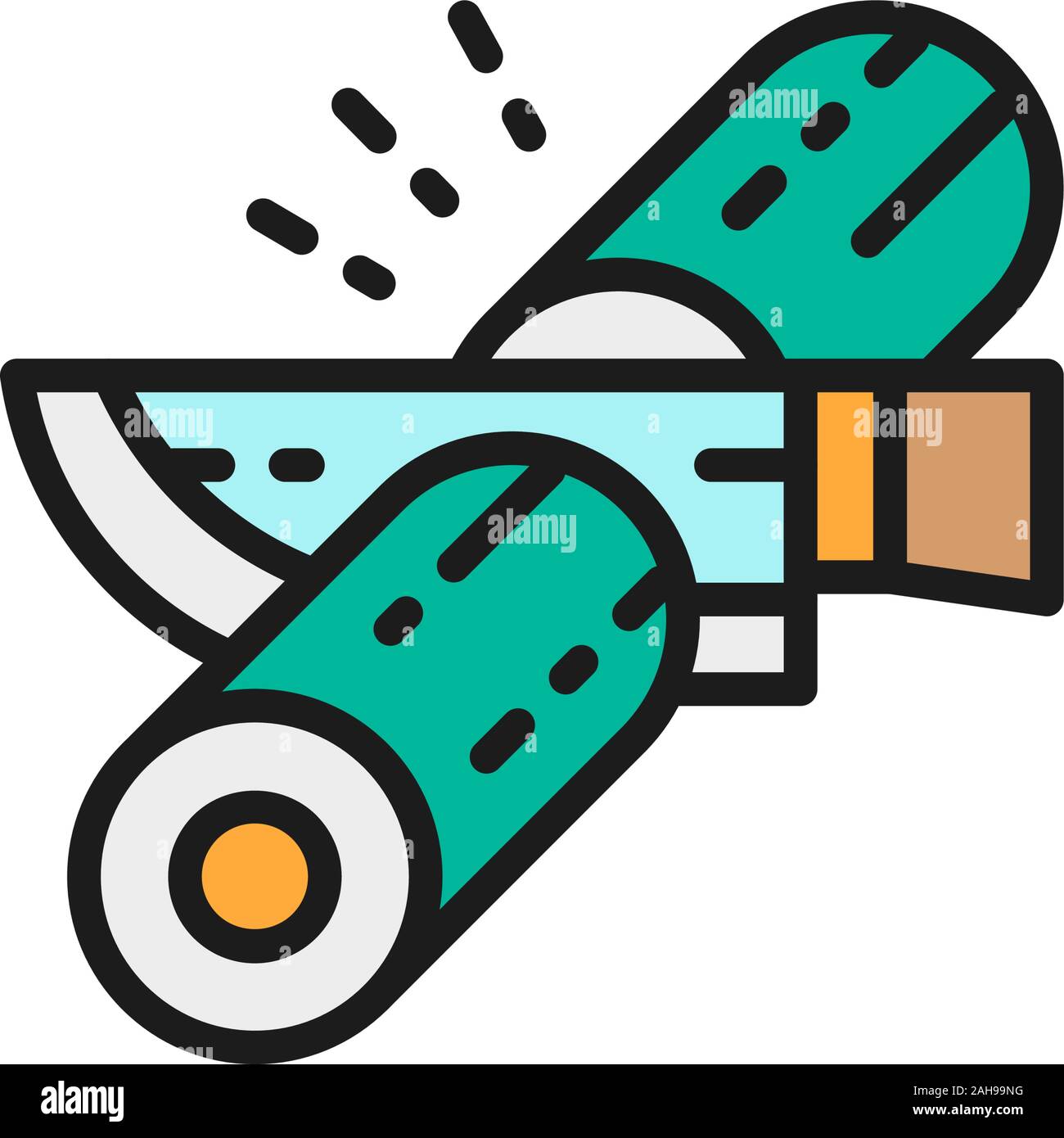 Vector cutting rolls, japanese cuisine flat color line icon Stock ...