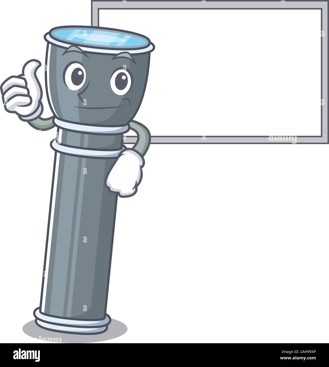 cute flashlight Scroll cartoon character Thumbs up with board Stock ...