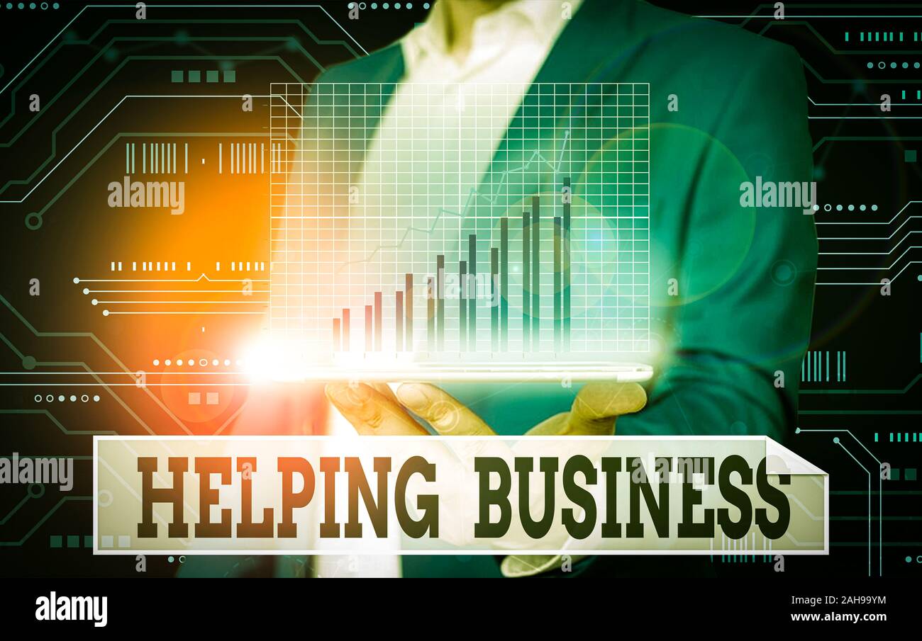 Conceptual hand writing showing Helping Business. Concept meaning improving some measure of an ...