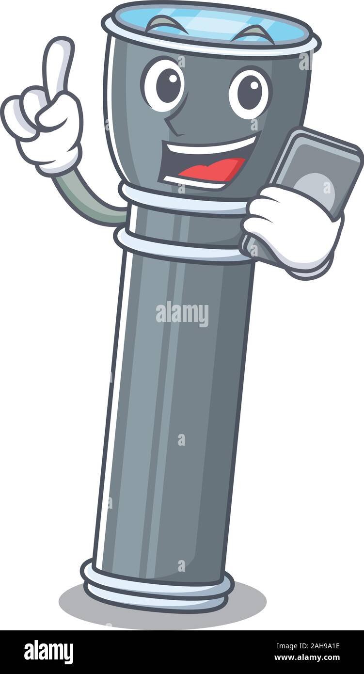 cartoon character of flashlight Scroll speaking with phone Stock Vector ...