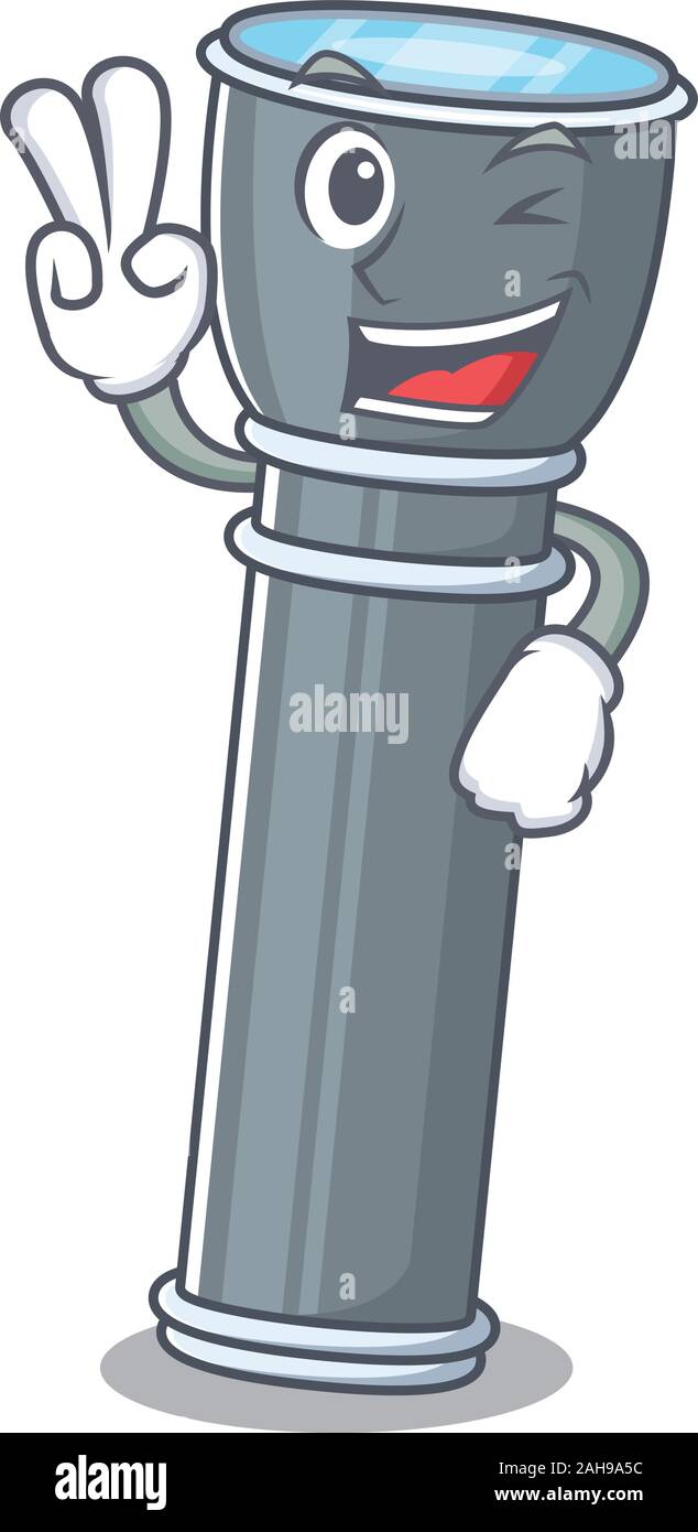 Funny flashlight Scroll cartoon Character with two fingers Stock Vector ...