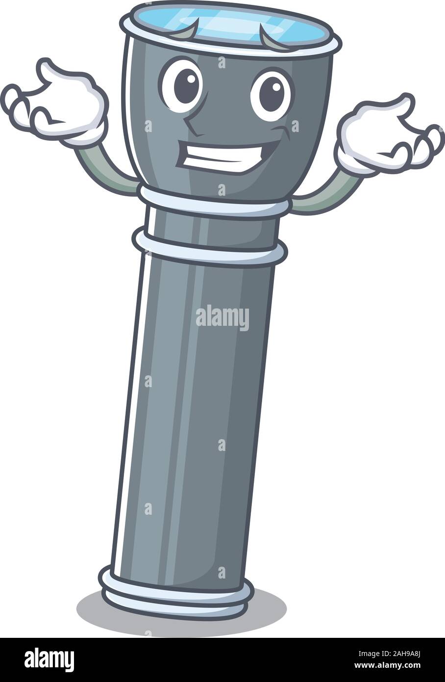 Cute and Cool Grinning flashlight Scroll mascot cartoon style Stock ...
