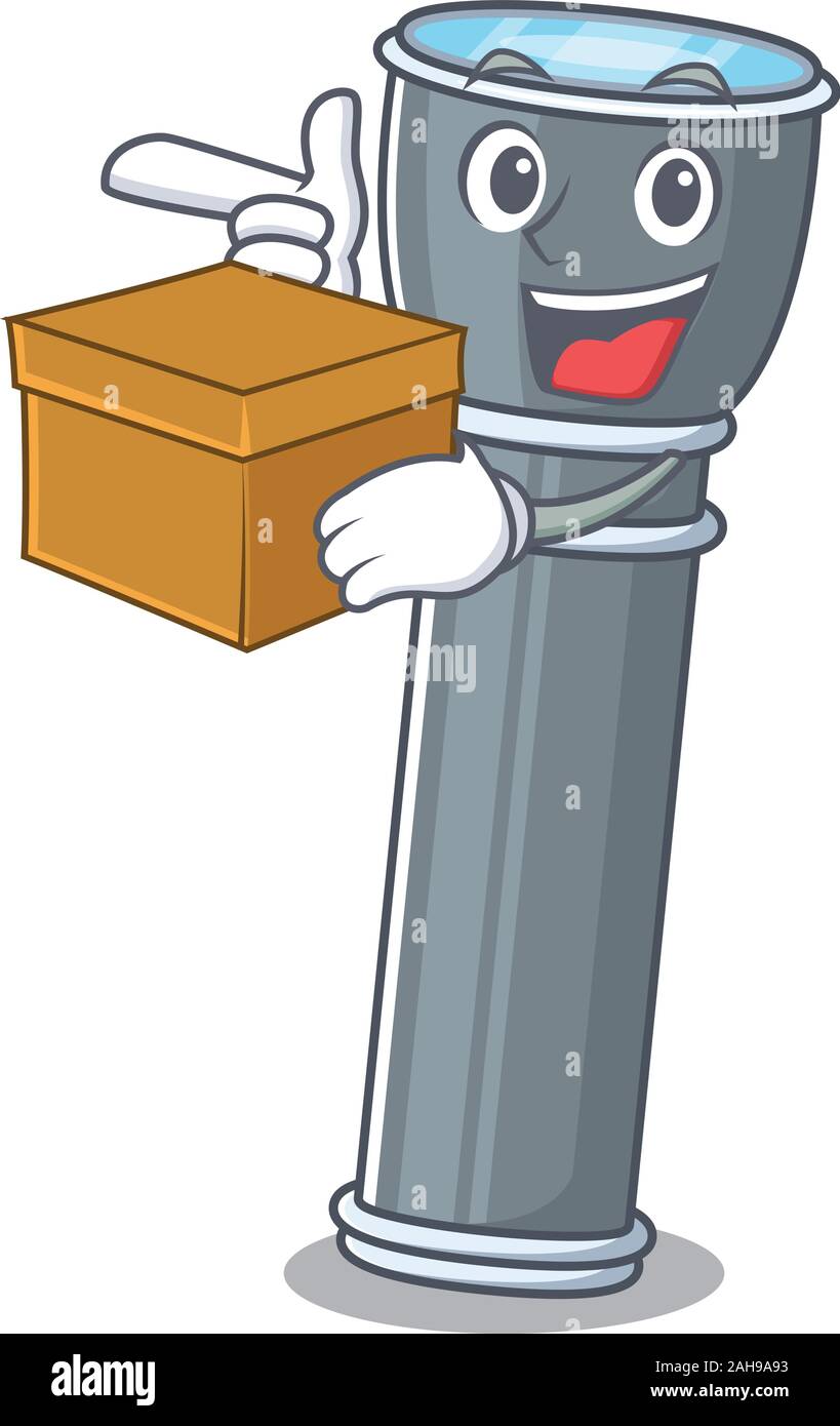 Flashlight Scroll cartoon character bringing a box Stock Vector Image ...