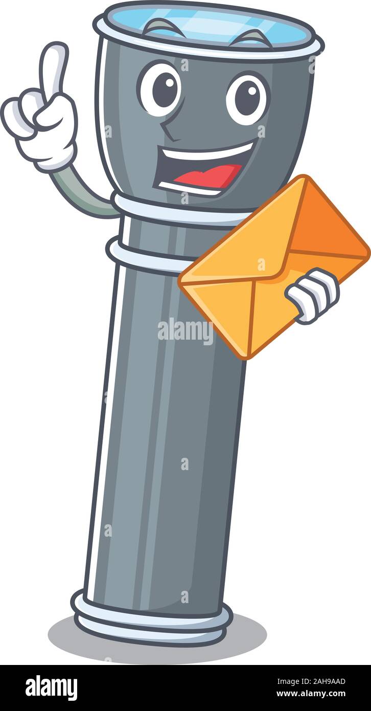 Happy face flashlight Scroll mascot design with envelope Stock Vector ...