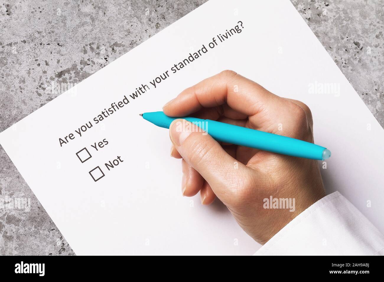 Hand with pen on a sheet of paper. Concept on the subject of an ...