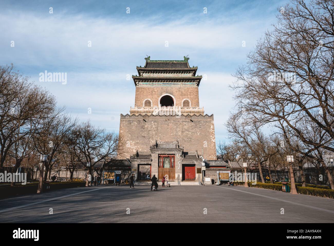 The old, traditional Bell Tower of Beijing, used to signal time for the ...