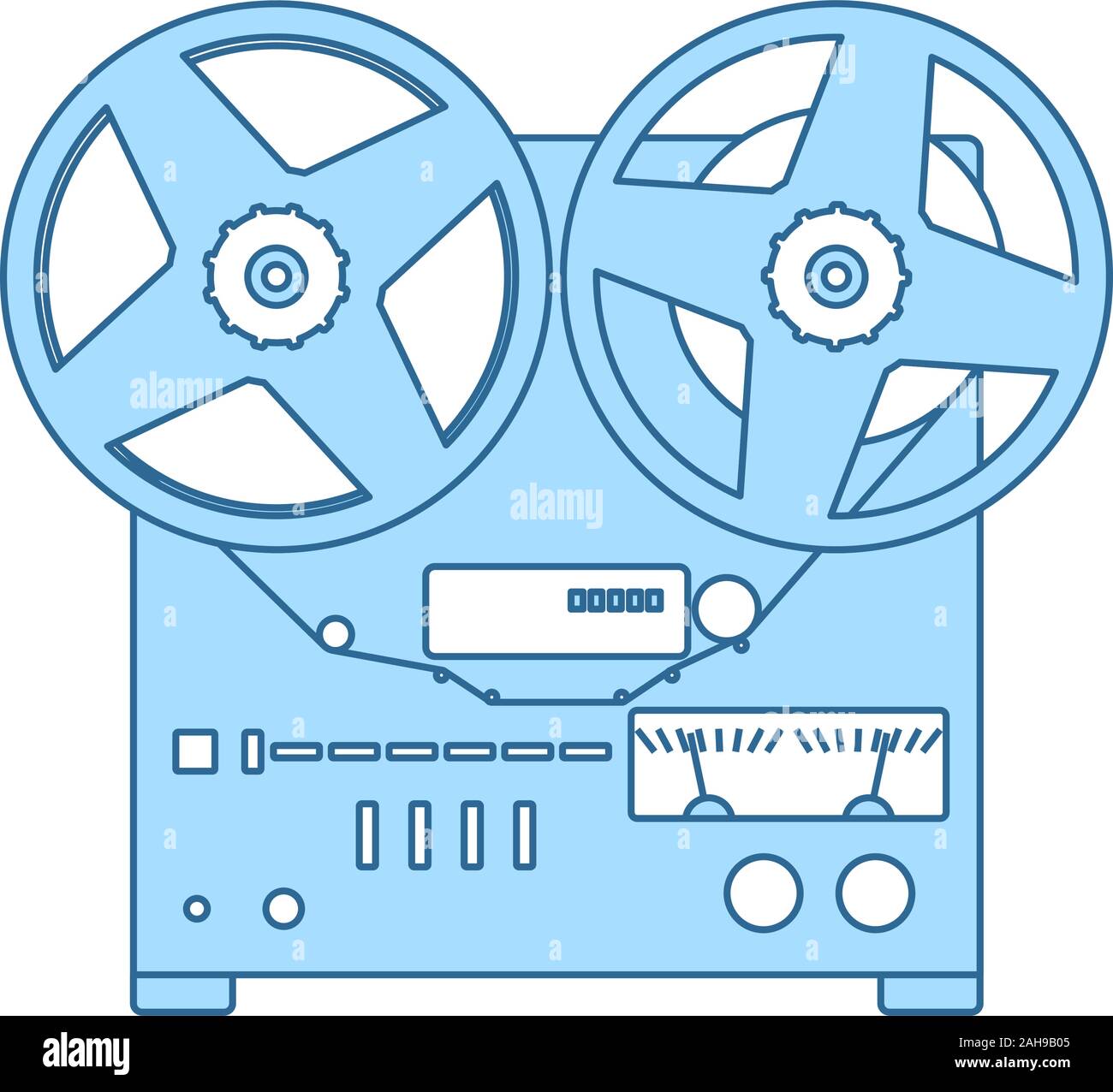 Reel Tape Recorder Icon. Thin Line With Blue Fill Design. Vector ...