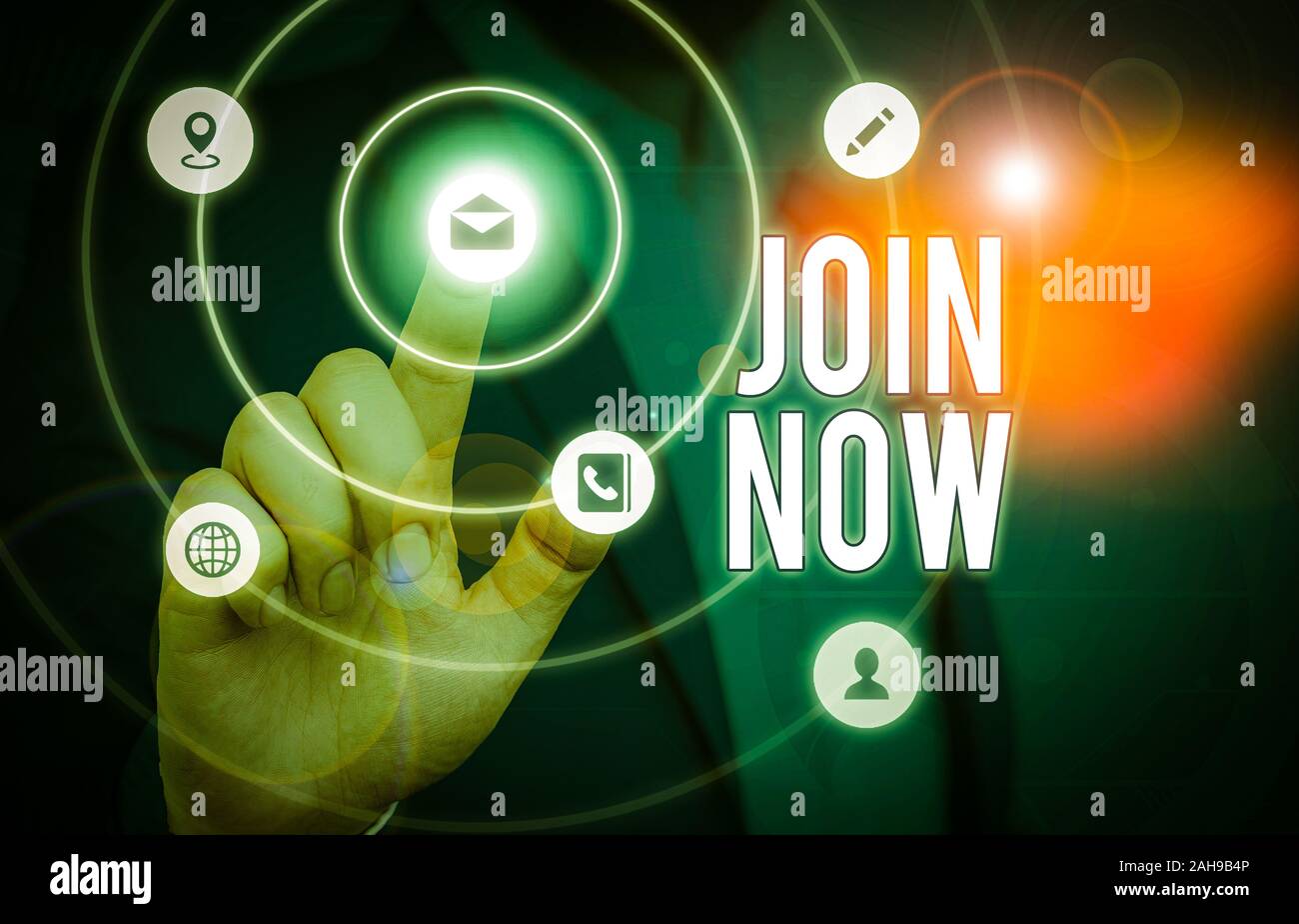 Conceptual hand writing showing Join Now. Concept meaning An invite to ...