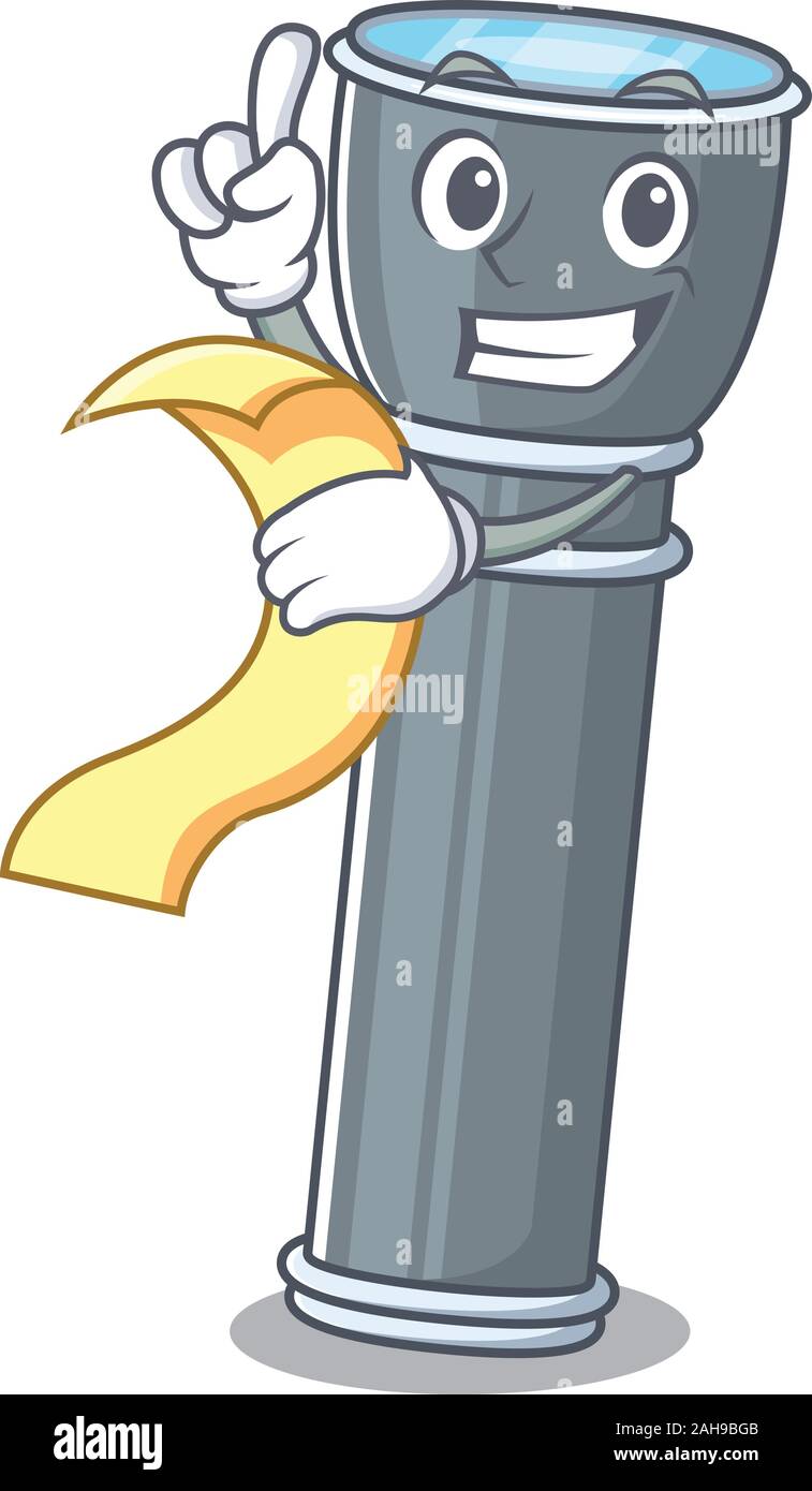 Flashlight Scroll cartoon character holding menu ready to serve Stock ...