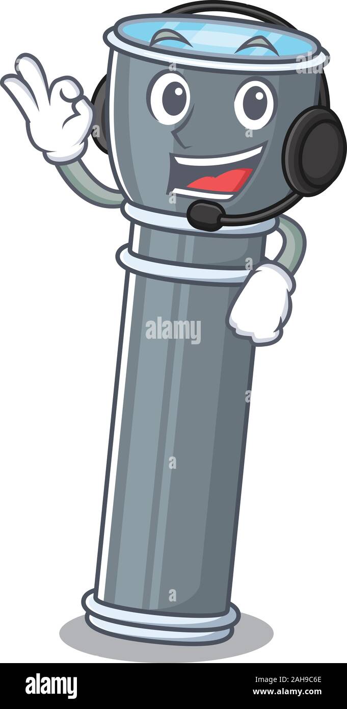 cute flashlight Scroll cartoon character design wearing headphone Stock ...