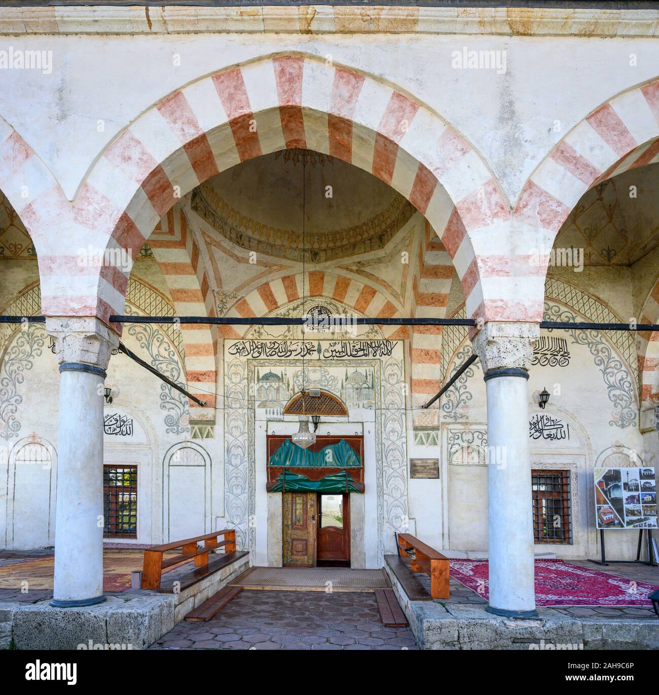 The entrance and exterior decoration of the, 16th century, Hadum mosque ...