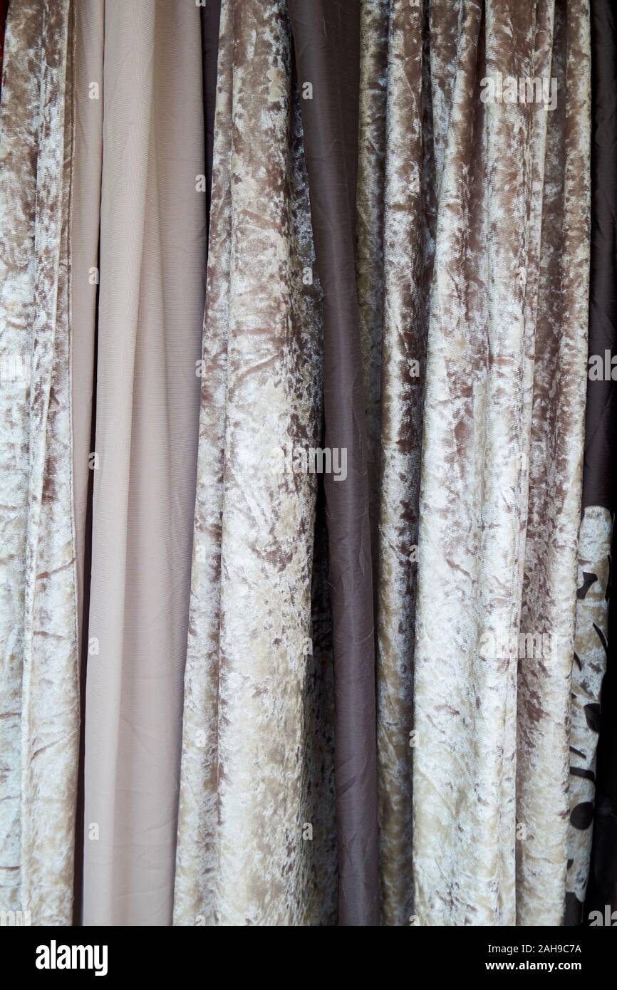 At a textile, fabric stall, plenty of styles from which to choose. Here ...