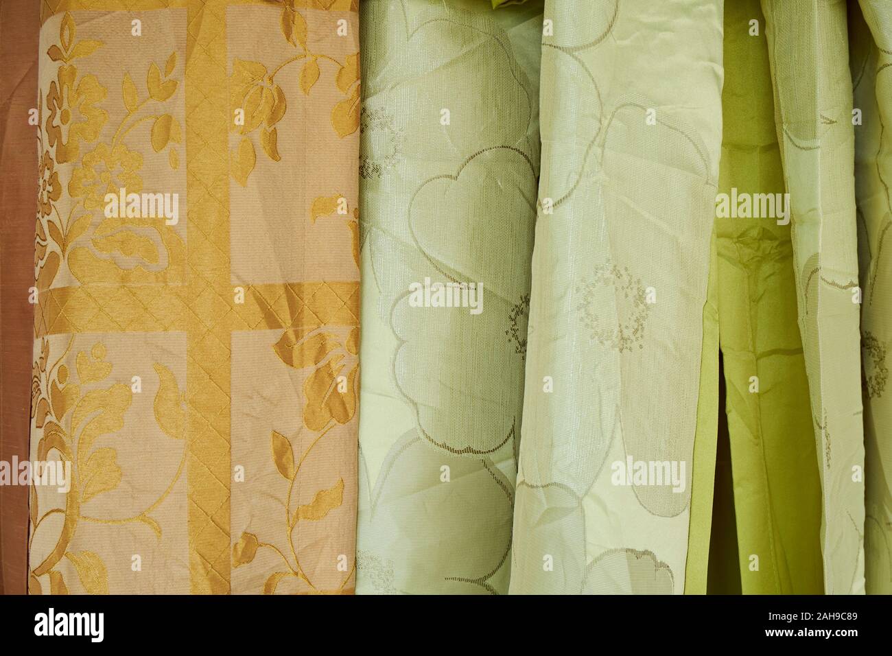 At a textile, fabric stall, plenty of styles from which to choose. Here ...