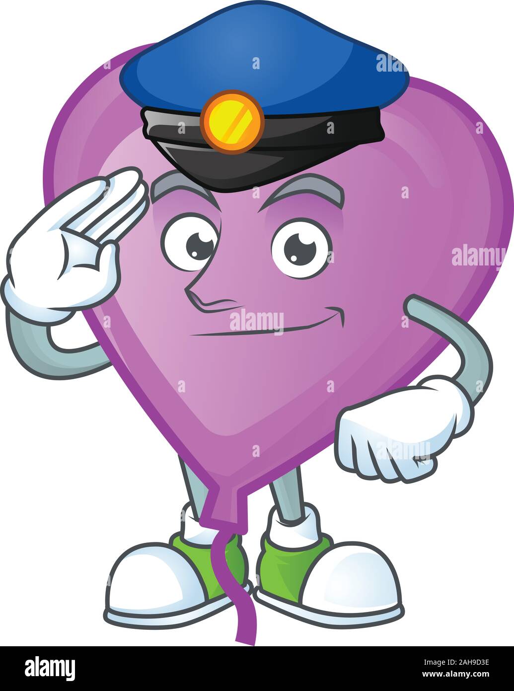 Purple love balloon Cartoon in character a Police officer costume Stock ...