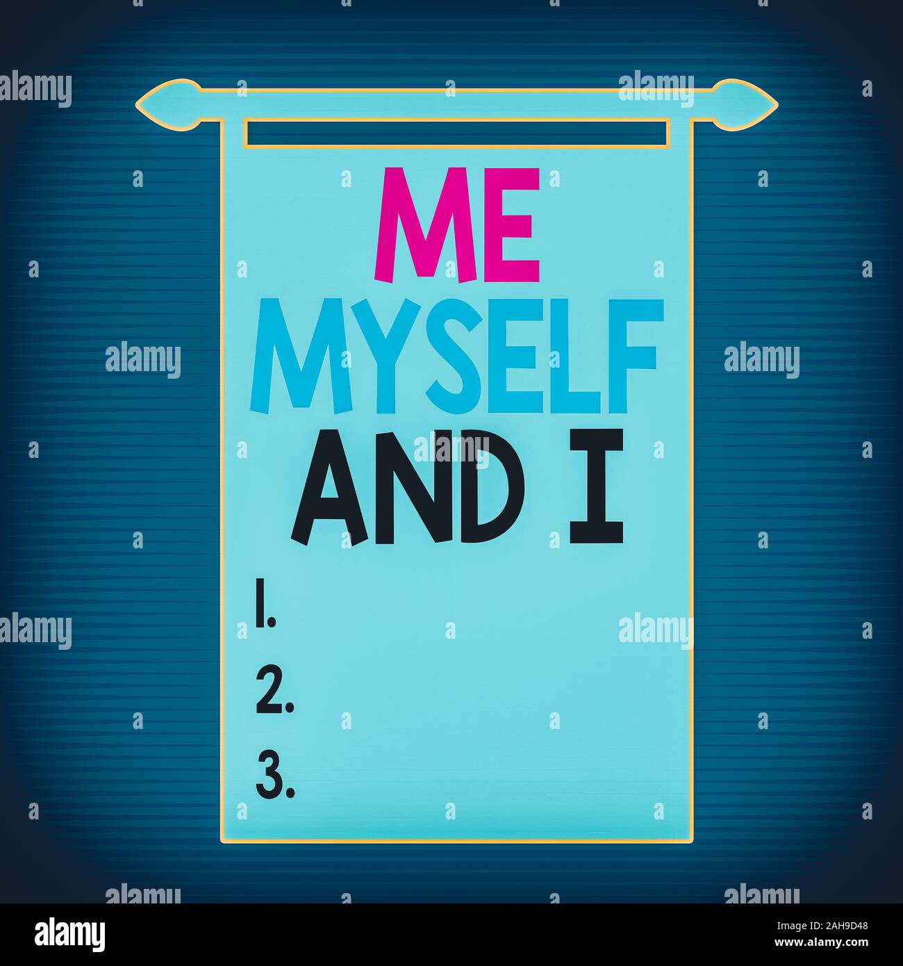 Writing note showing Me Myself And I. Business concept for used by ...
