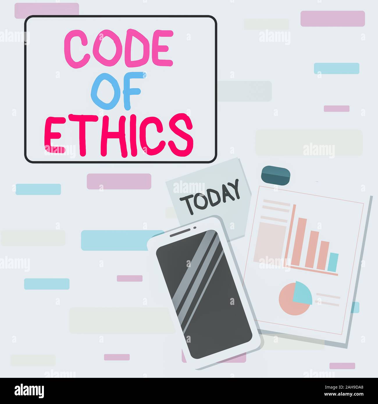 Writing note showing Code Of Ethics. Business concept for basic guide ...