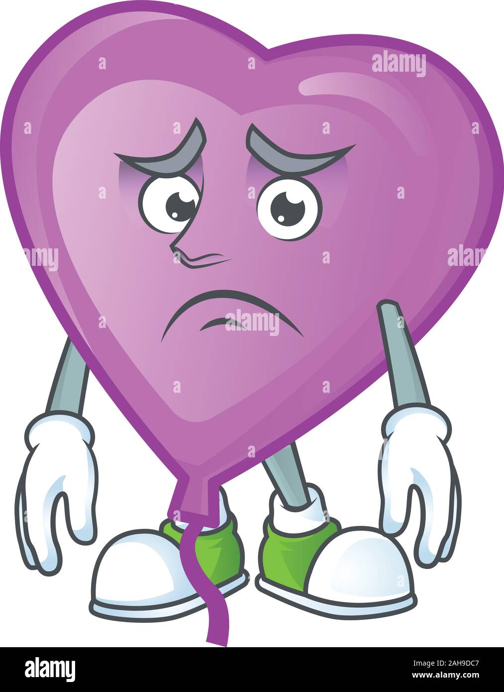Afraid purple love balloon Cartoon character mascot design Stock Vector ...