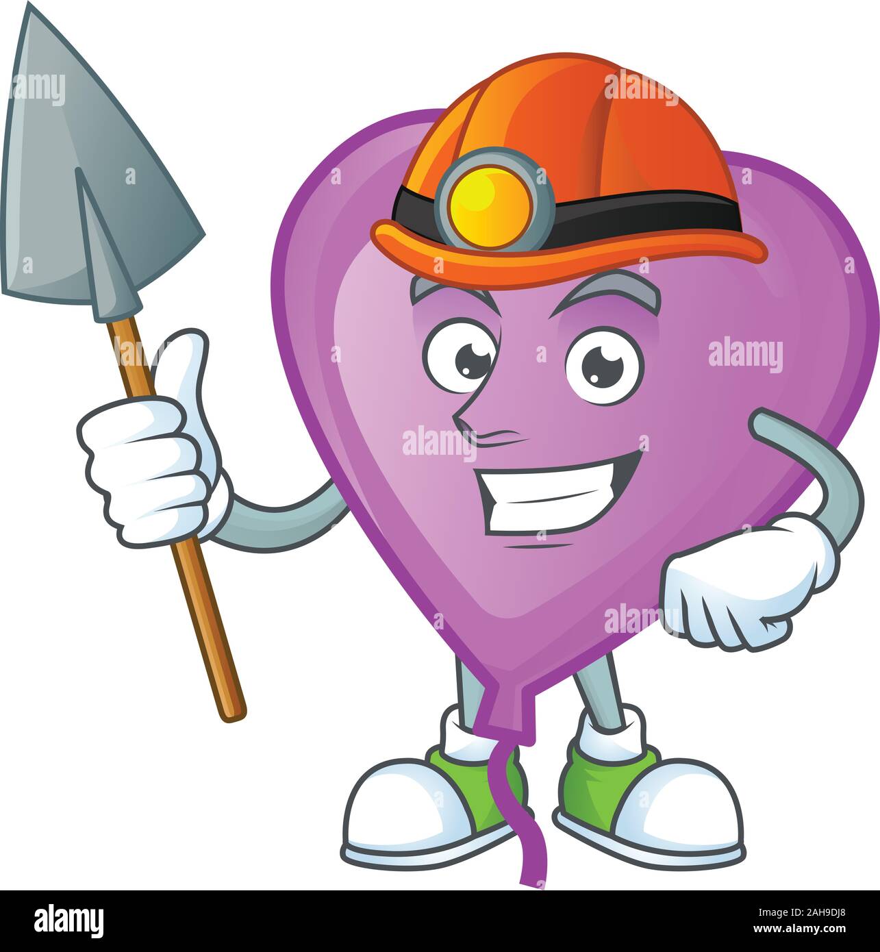 Cool Miner purple love balloon cartoon character design style Stock ...