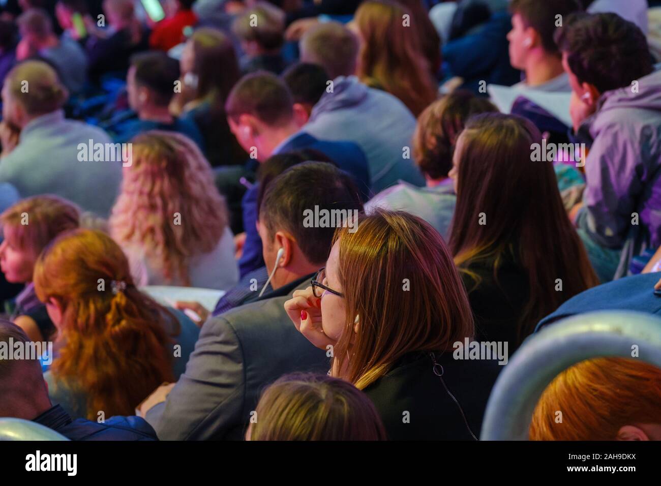 Business conference attendees sit and listen Stock Photo - Alamy