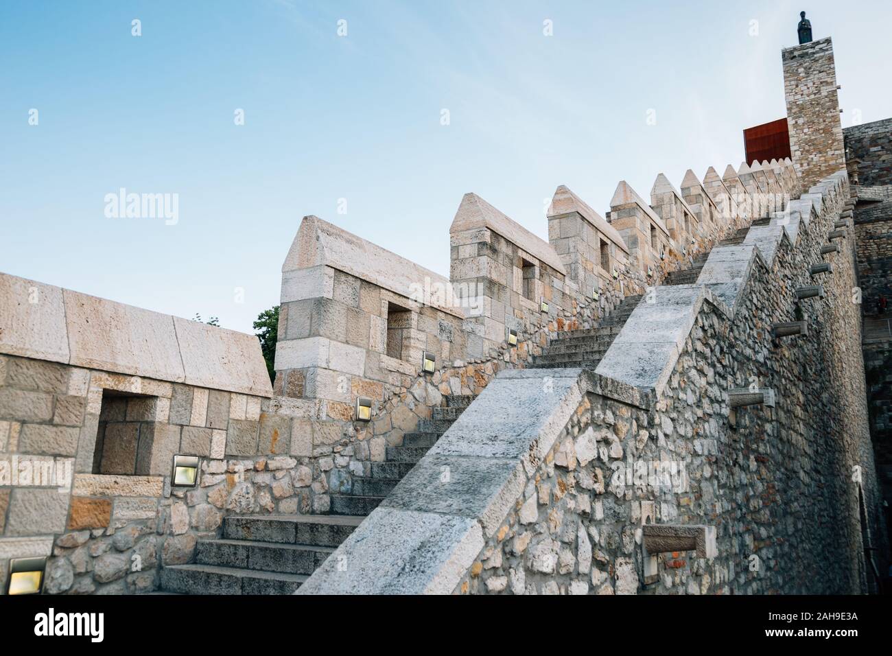 Buda castle stone wall stairs in Budapest, Hungary Stock Photo - Alamy