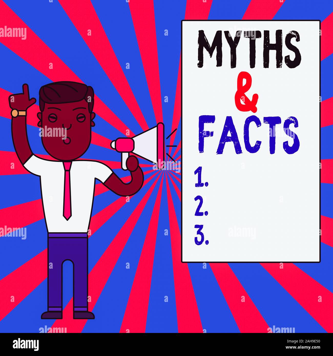 Text sign showing Myths And Facts. Business photo text usually ...