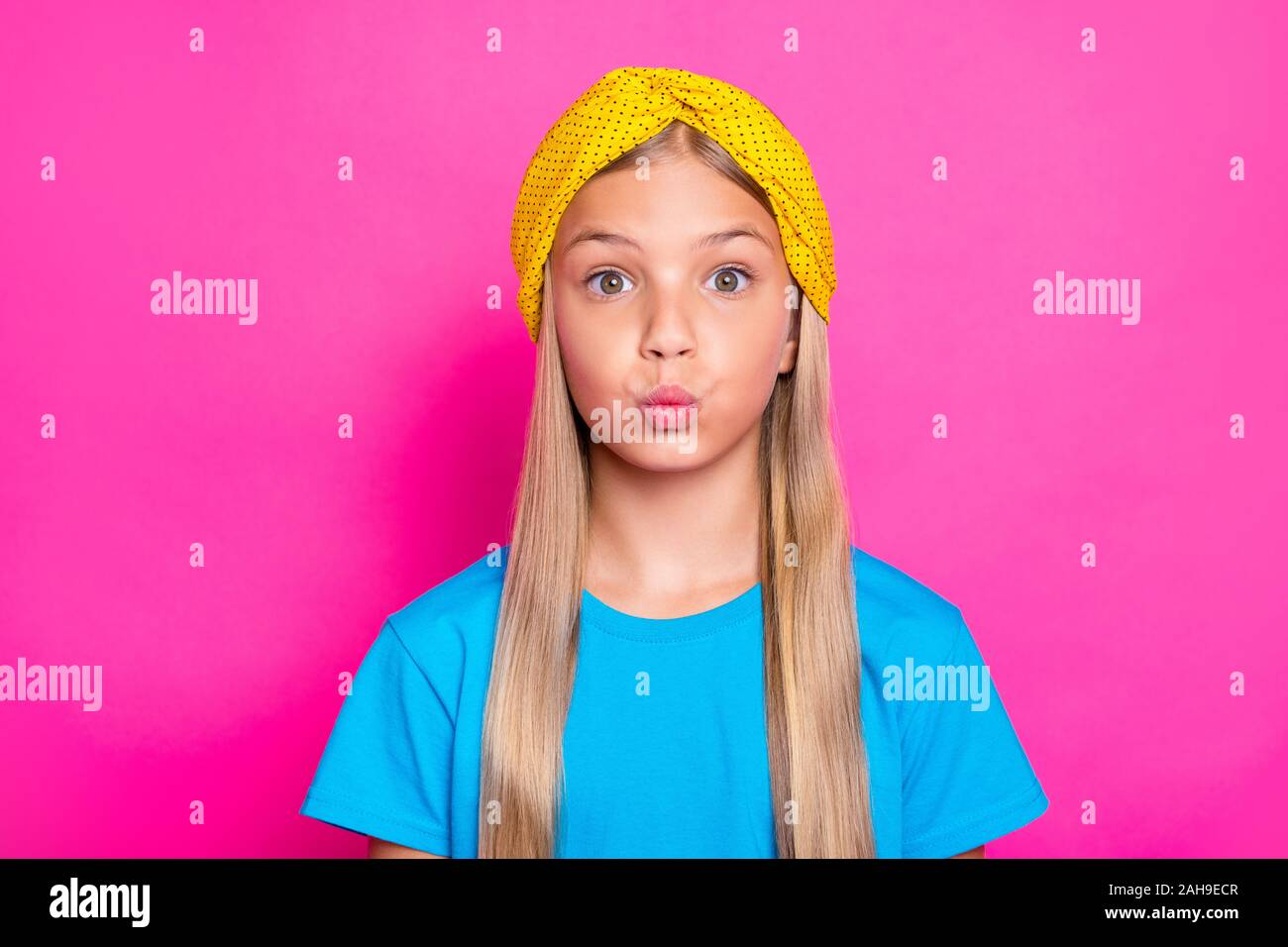 Close up photo of funny funky girl look want be comic have fun with ...