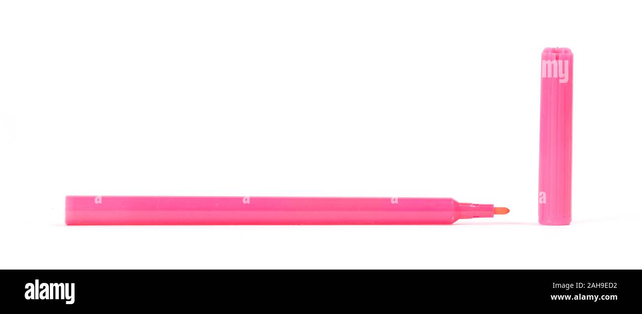 Pink felt-tip pen isolated on white background Stock Photo - Alamy