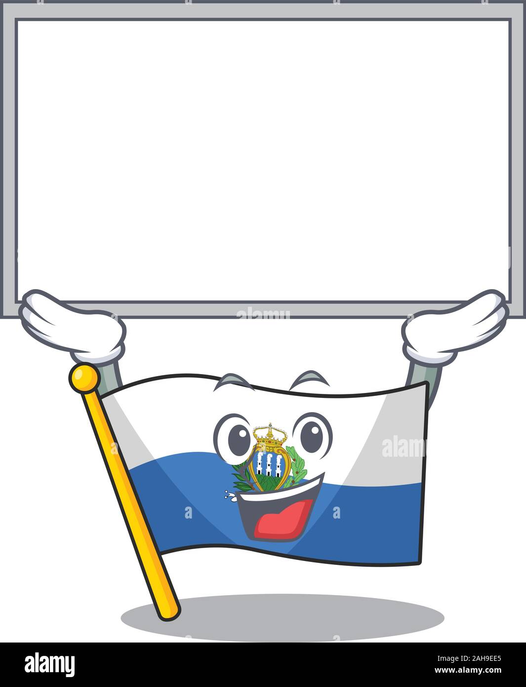 Happy cartoon character flag san marino Scroll raised up board Stock ...