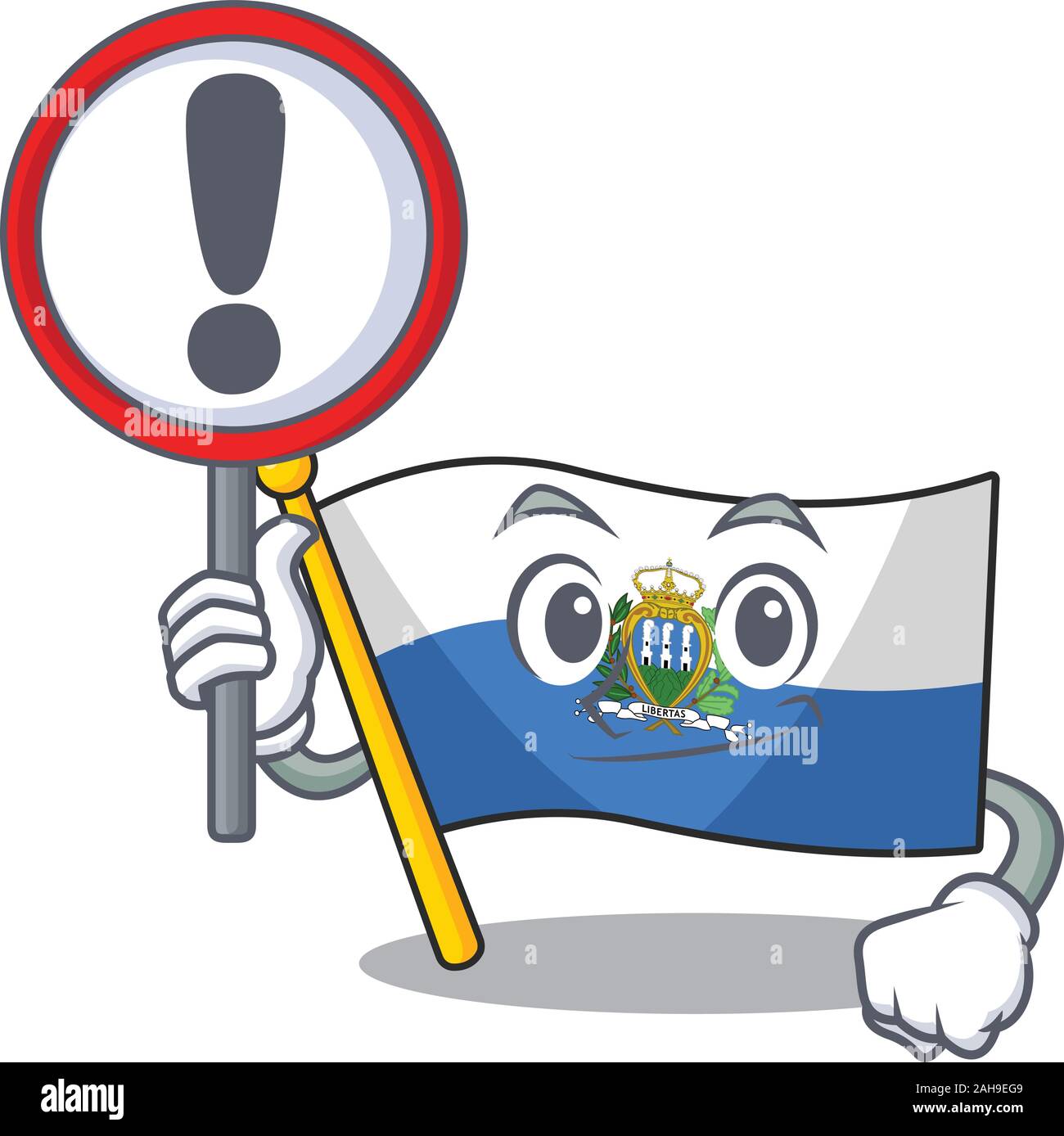 Cartoon design of flag san marino Scroll raised up a sign Stock Vector ...