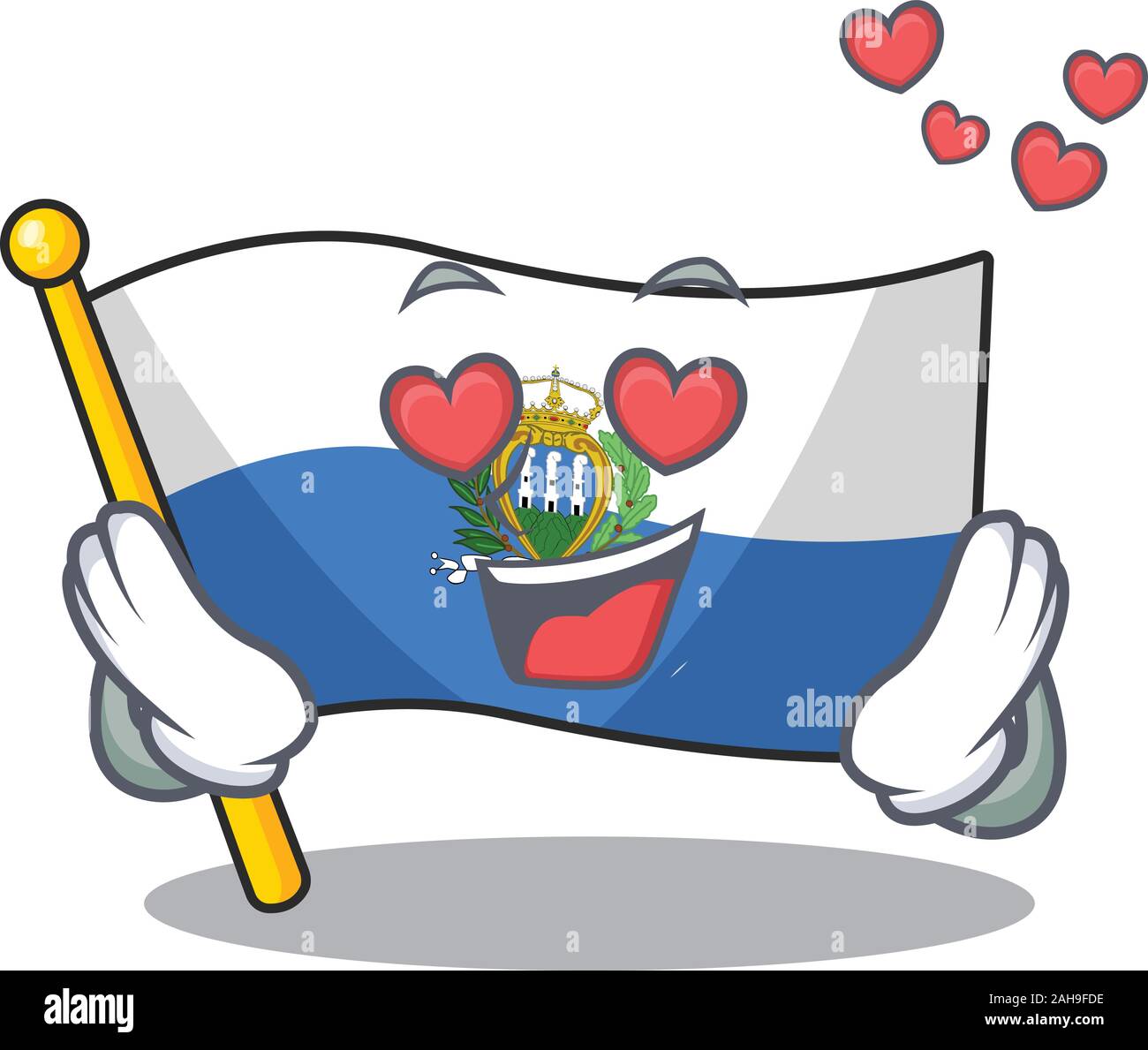 falling In love cute flag san marino Scroll cartoon mascot design Stock ...
