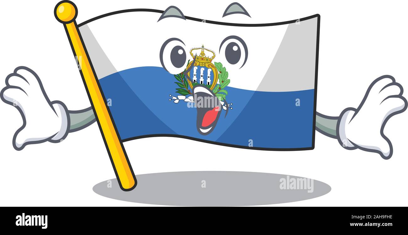 Flag san marino Scroll Surprised gesture on cartoon character style ...