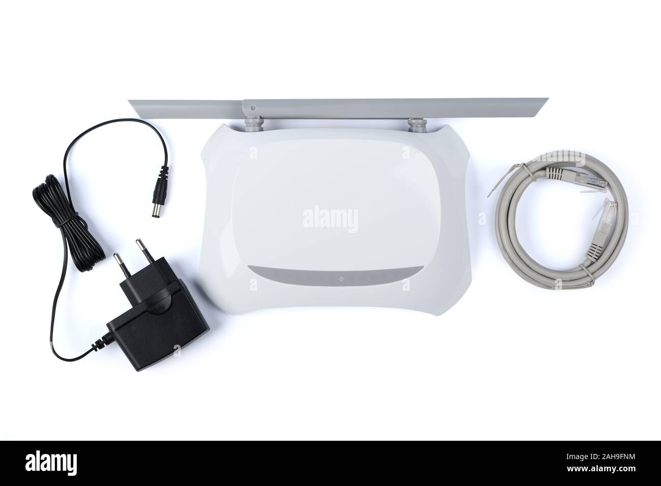 White WI-FI router with two antennas isolated on white background ...