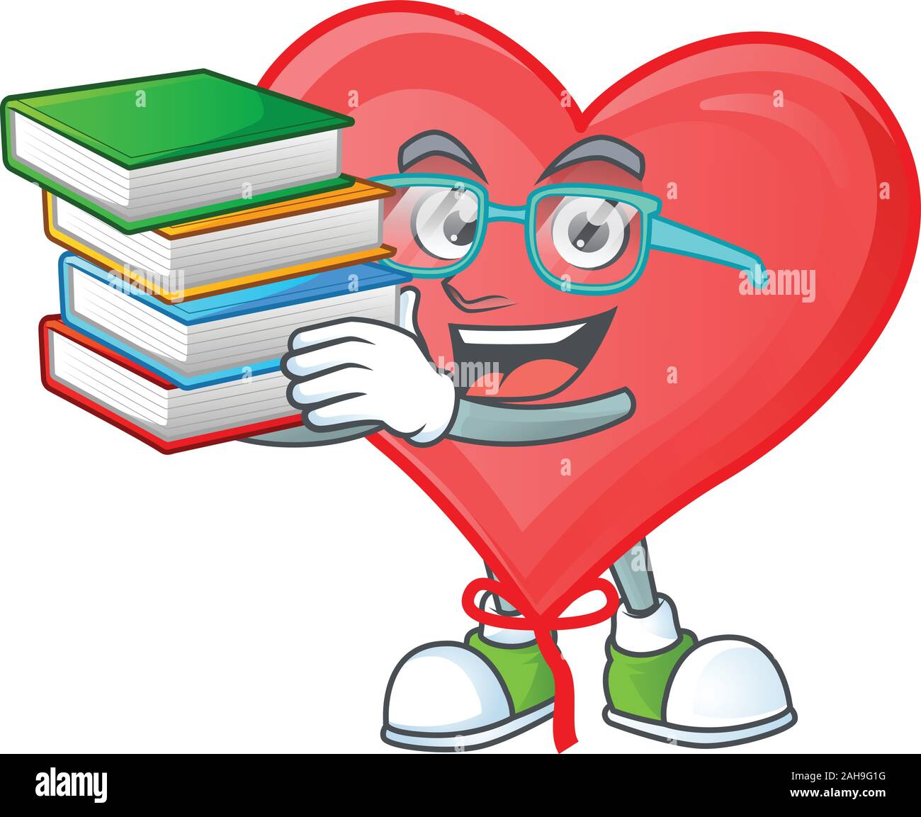 Student with book red love balloon on mascot cartoon character style ...